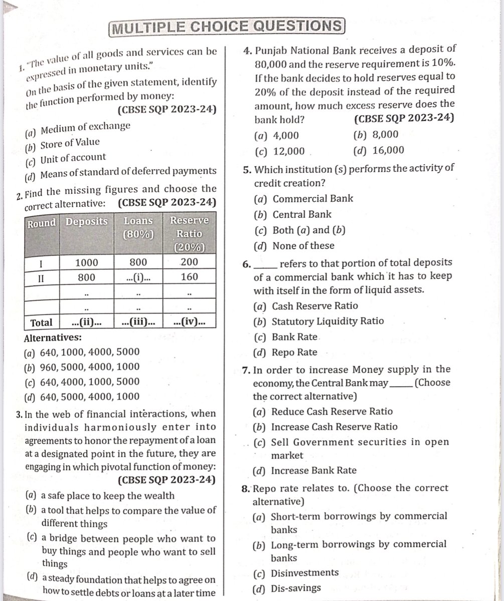 MULTIPLE CHOICE QUESTIONS "The value of all goods and services can be ex..