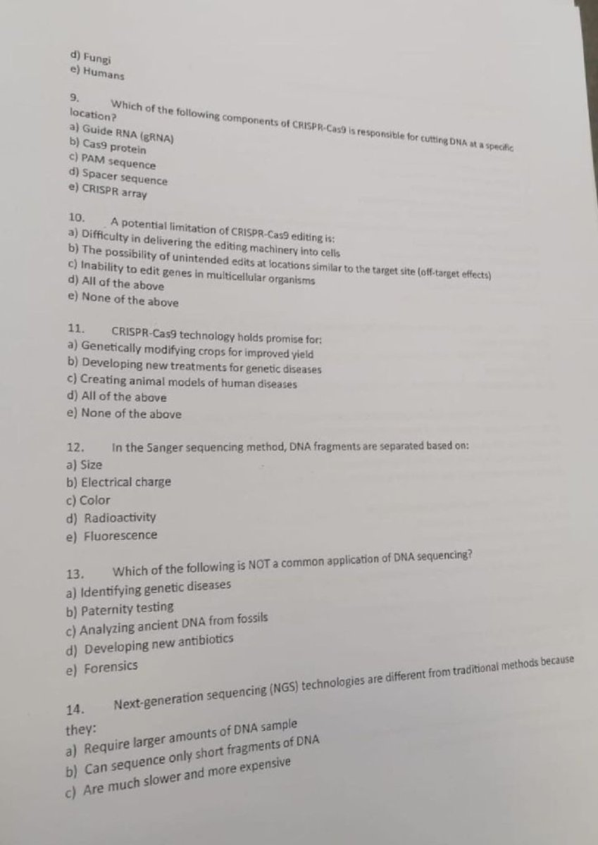 Which of the following components of CRISPR-Cas9 is responsible for cutti..