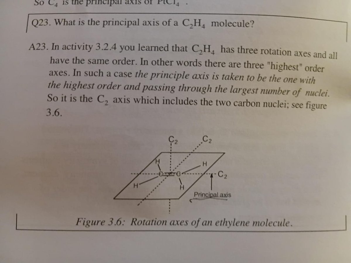 Q23. What is the principal axis of a C₂H₄ molecule? A23. In activity 3.2..