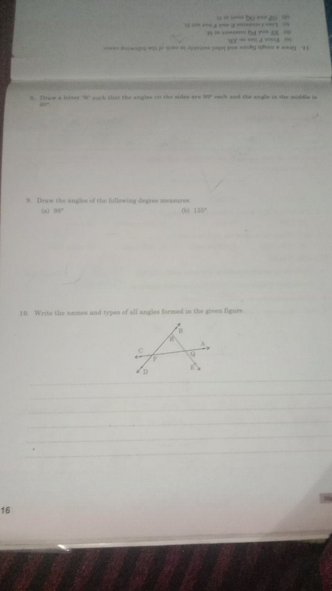Write the names and types of all angles formed in the given figure. [Dia..