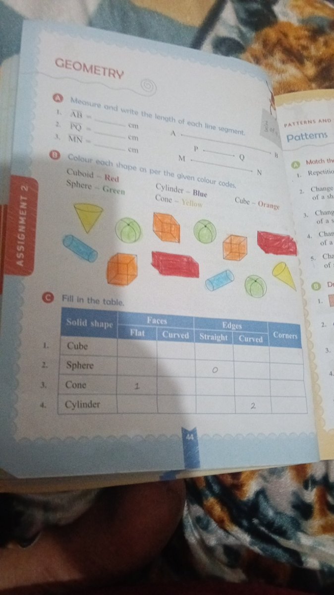 Here is an image with three questions related to geometry. Please provide..
