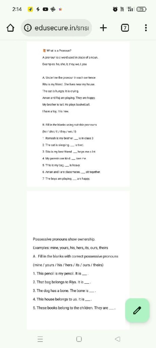 What is a Pronoun? A pronoun is a word used in place of a noun. Examples:..