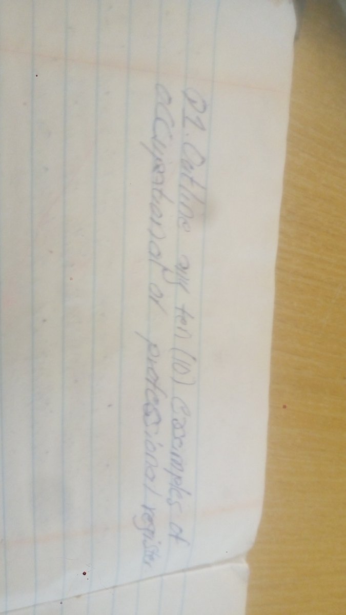 Q1. Outline any ten (10) examples of occupational or professional registe..