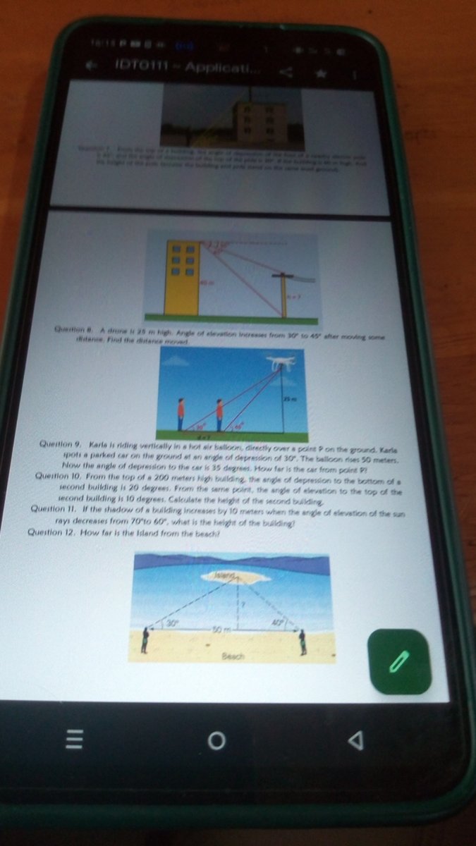 Question 12. How far is the Island from the beach? (Diagram shows an isl..