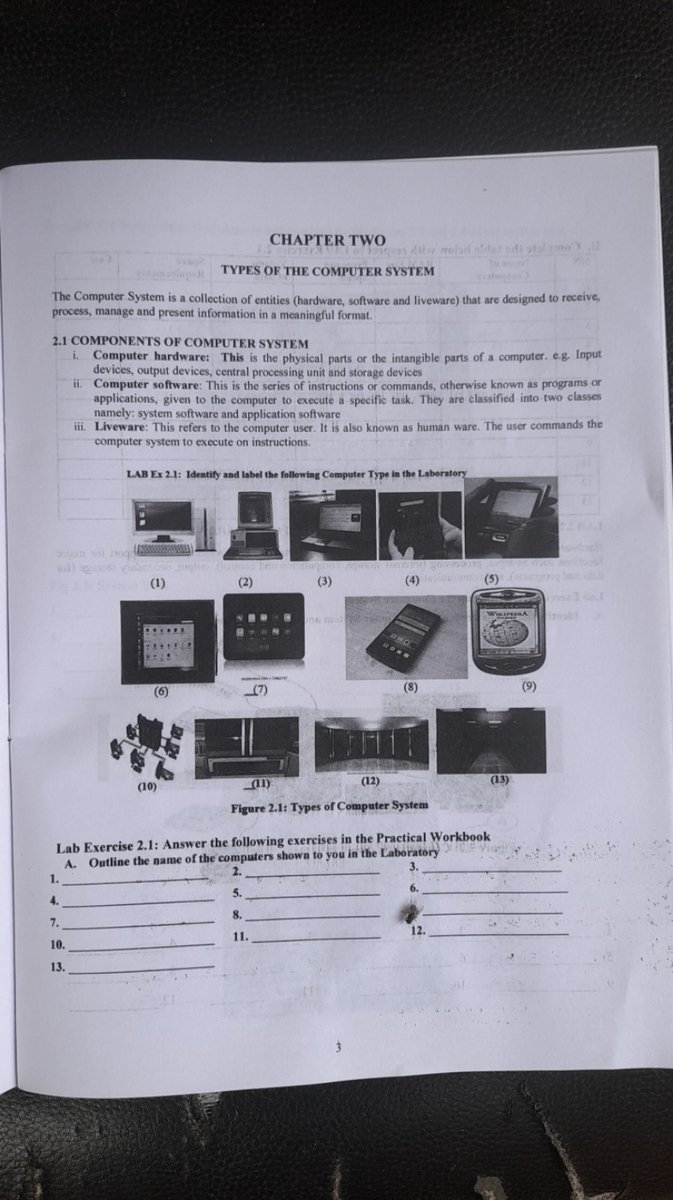 CHAPTER TWO TYPES OF THE COMPUTER SYSTEM The Computer System is a colle..