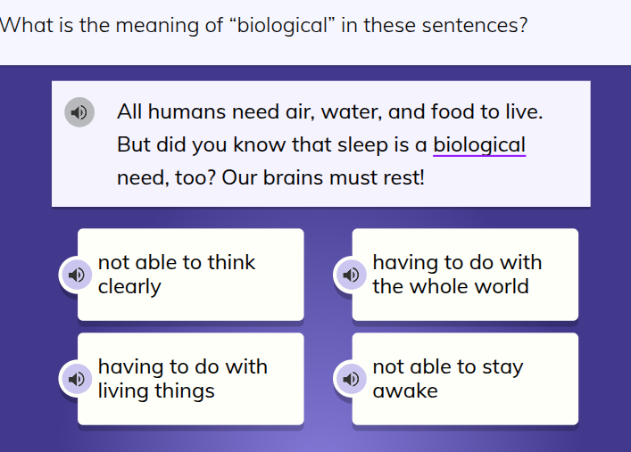 What is the meaning of "biological" in these sentences? All humans need