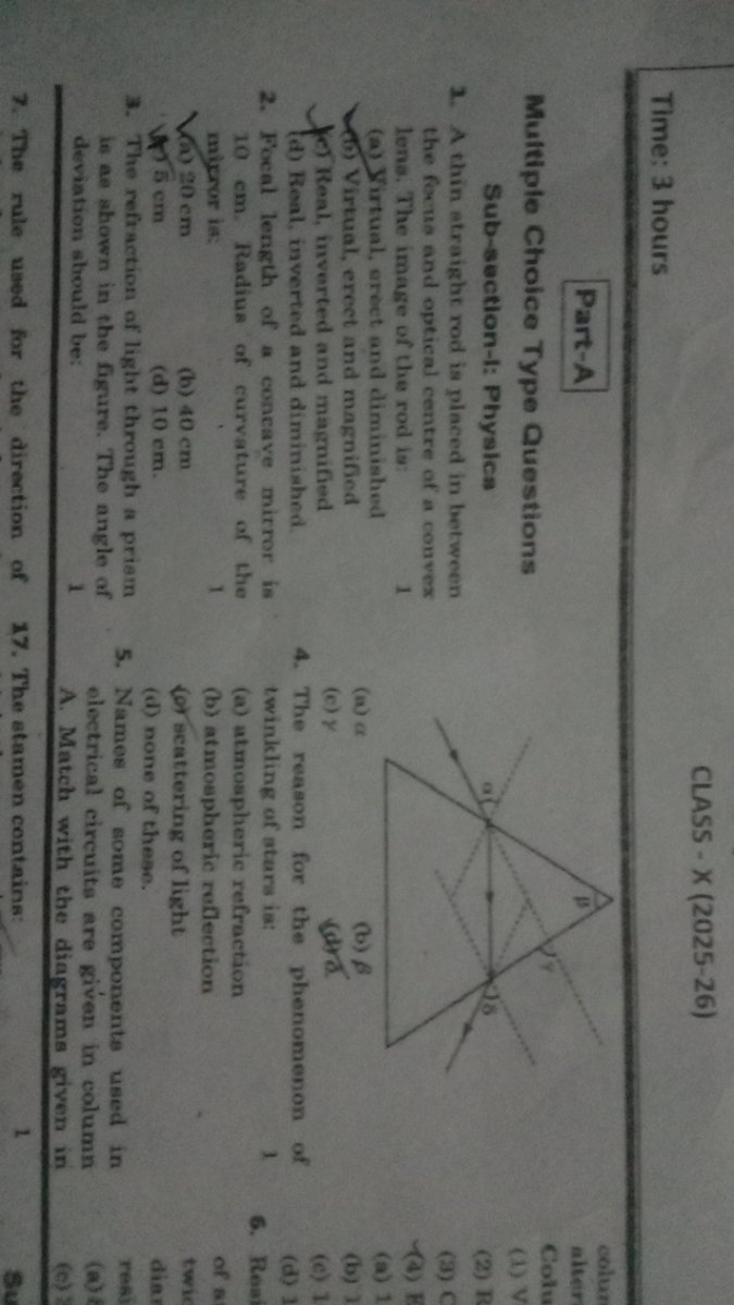 Multiple Choice Type Questions Sub-section-l: Physics A thin straight ro..