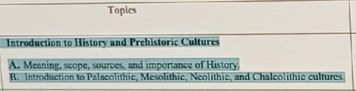 Topics Introduction to History and Prehistoric Cultures A. Meaning, scope..