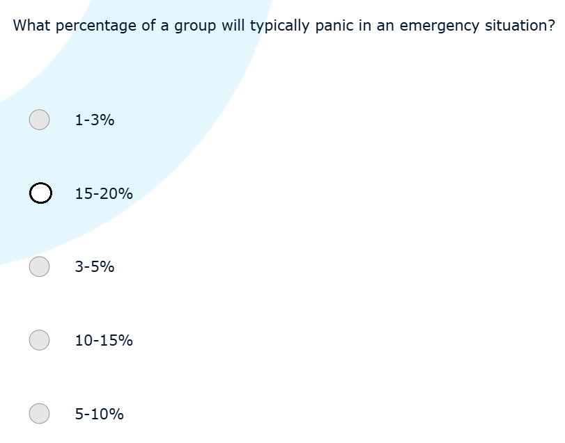 What percentage of a group will typically panic in an emergency situation..