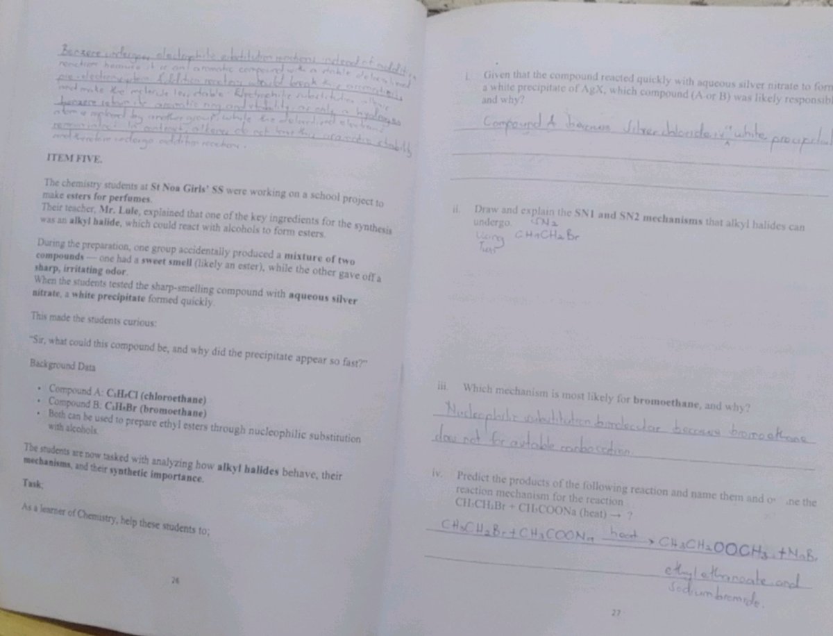 ITEM FIVE. The chemistry students at St Noa Girls' SS were working on a s..