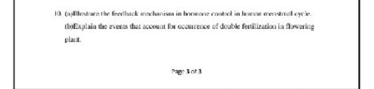 (a) Illustrate the feedback mechanism in hormone control in human menstru..