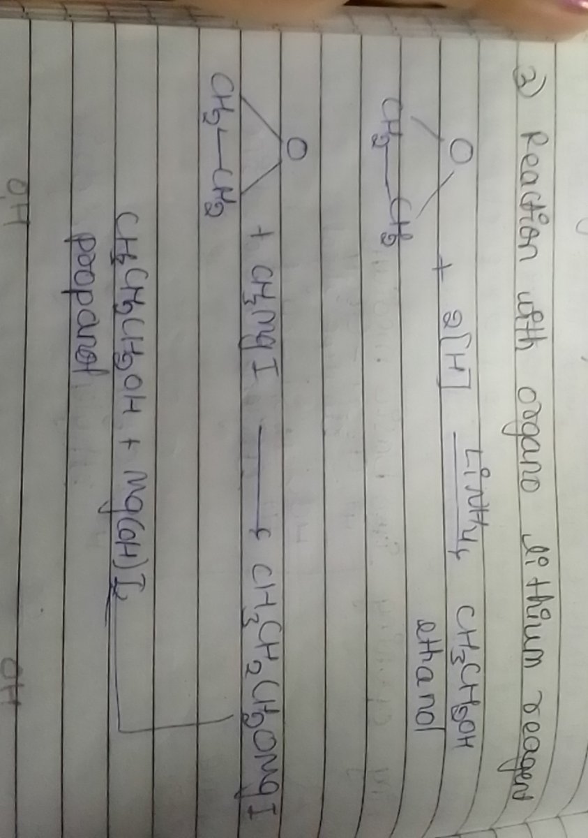 3) Reaction with organo lithium reagent Diagram showing a reaction with
