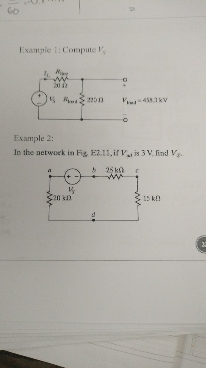 Example 1: Compute V_s (Circuit diagram showing a voltage source V_s in