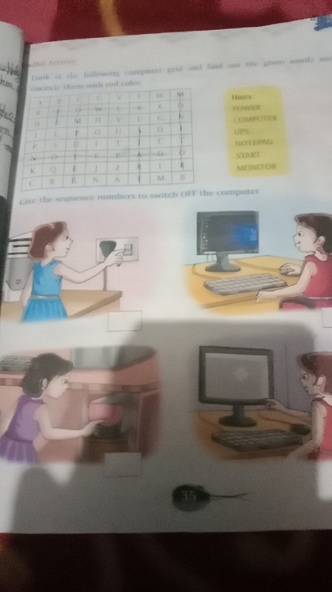 Look at the following computer grid and find out the given words and enci..