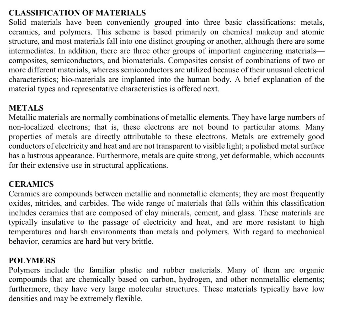 CLASSIFICATION OF MATERIALS Solid materials have been conveniently groupe..
