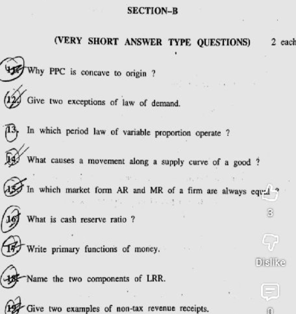 Here are a series of very short answer type questions: Why is PPC concav..
