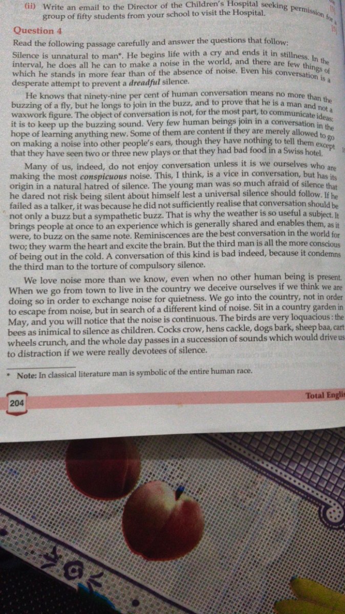 Read the following passage carefully and answer the questions that follow..