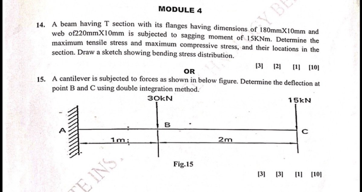 MODULE 4 A beam having T section with its flanges having dimensions of 1..