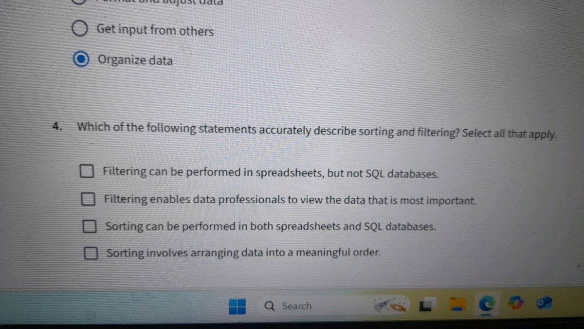 Which of the following statements accurately describe sorting and filteri..