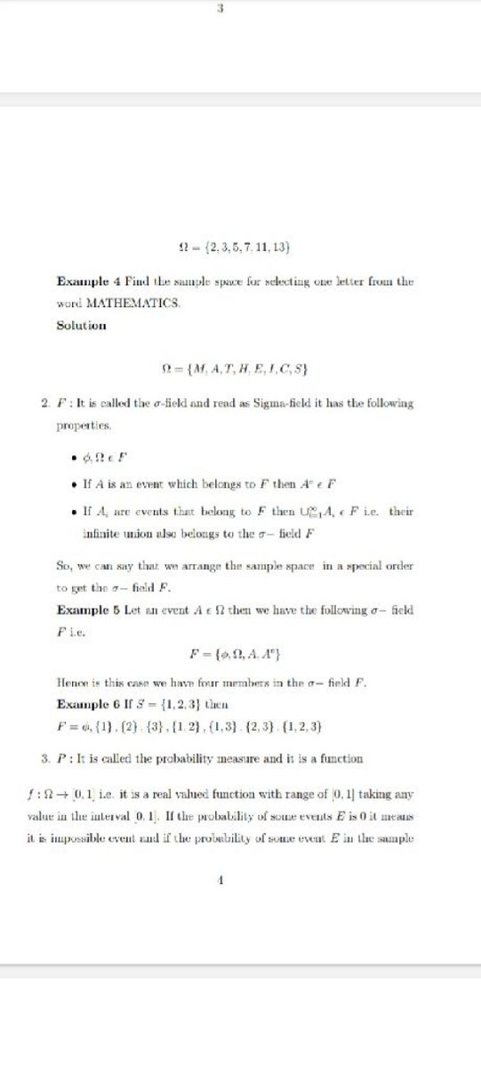 Example 4: Find the sample space for selecting one letter from the word M..
