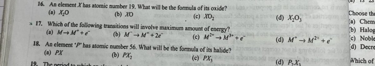 An element X has atomic number 19. What will be the formula of its oxide?..