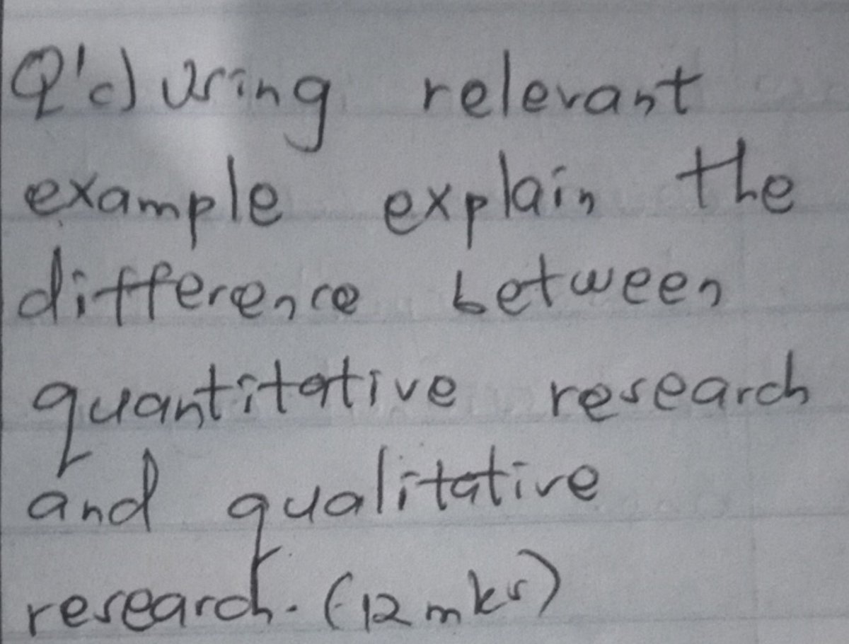 Using a relevant example, explain the difference between quantitative res..
