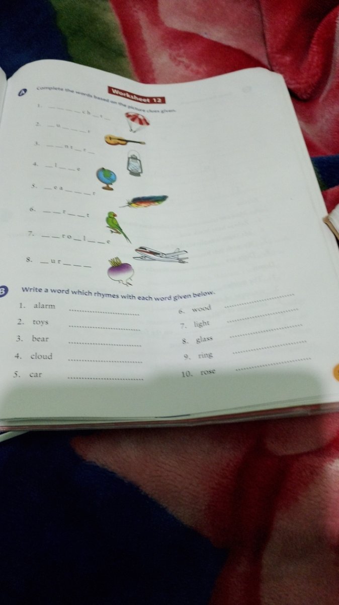 Complete the words based on the picture clues given. _ _ _ _ ch