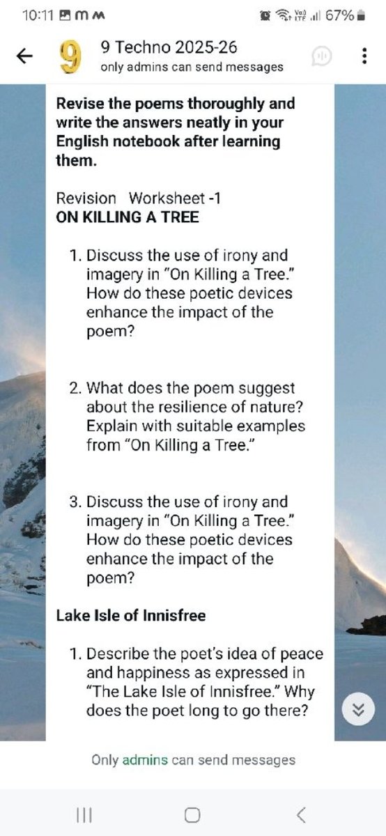 Revise the poems thoroughly and write the answers neatly in your English