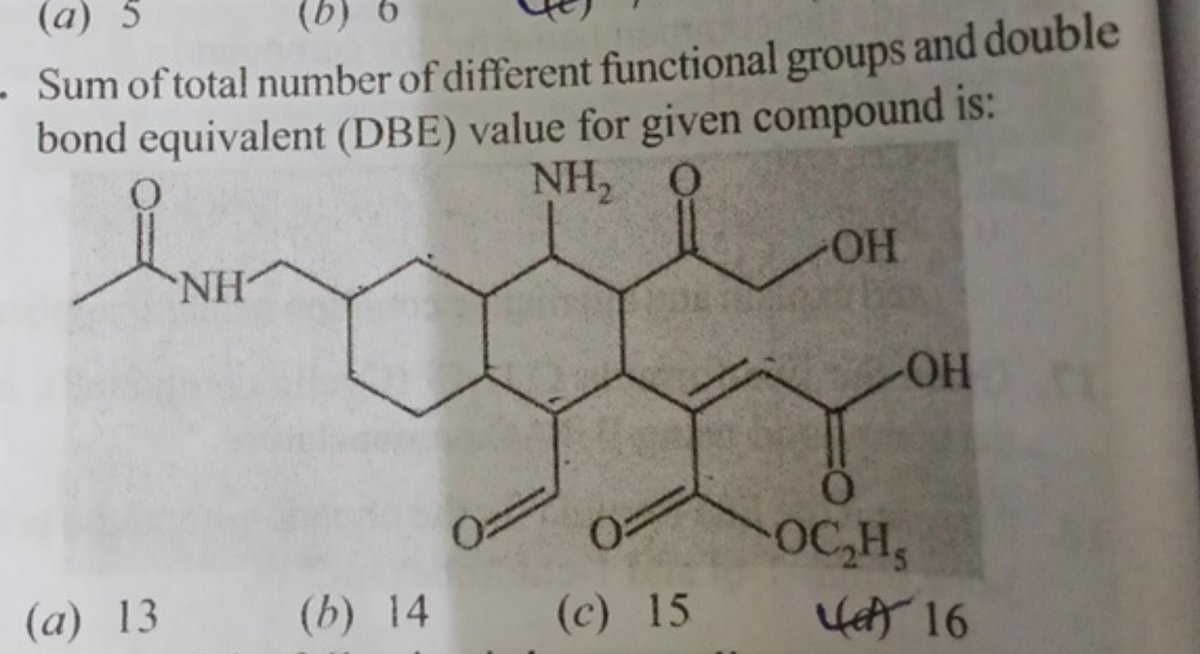 Sum of total number of different functional groups and double bond equiva..