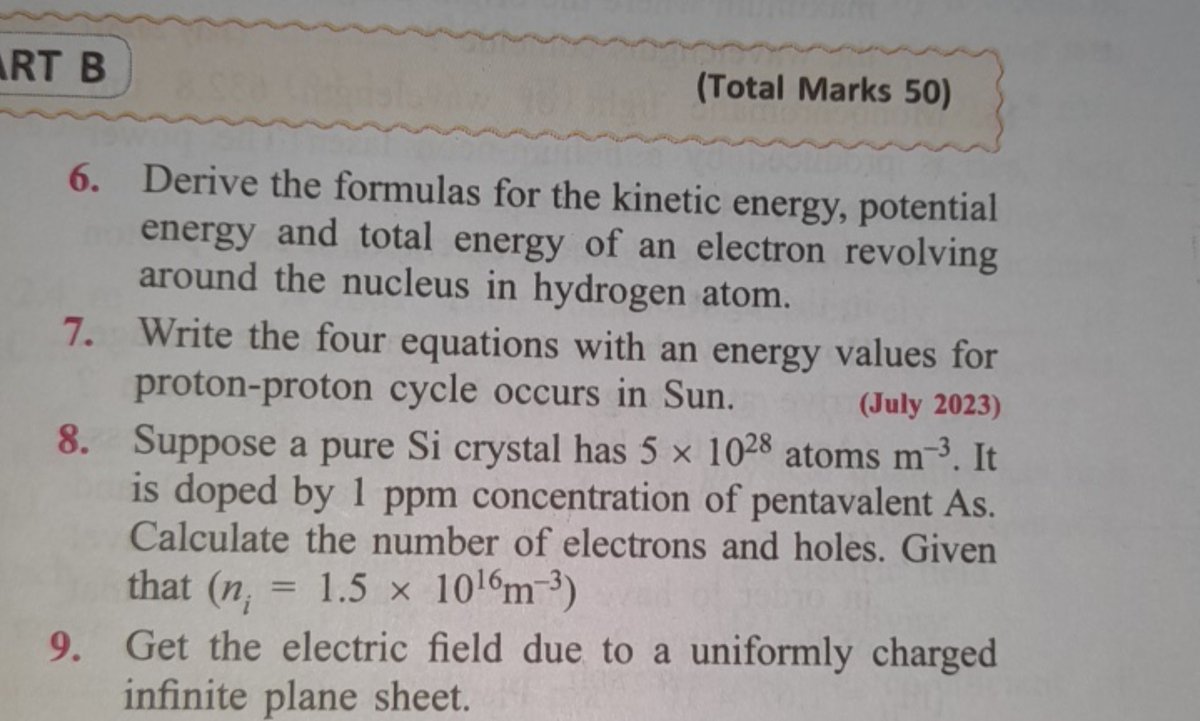 Derive the formulas for the kinetic energy, potential energy and total en..