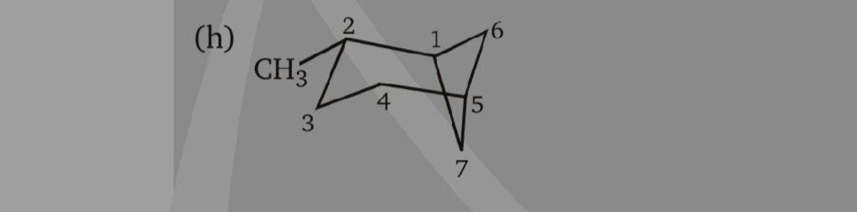 Analyze the given image (h) which shows a chair conformation of a cyclohe..