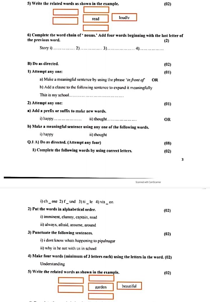 5) Write the related words as shown in the example. ] read loudly [ ]..