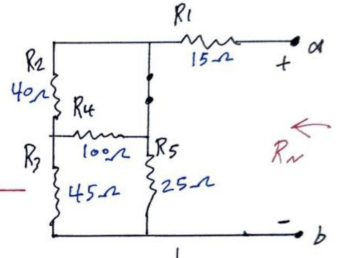 The image shows a circuit diagram with resistors R1, R2, R3, R4, and R5.