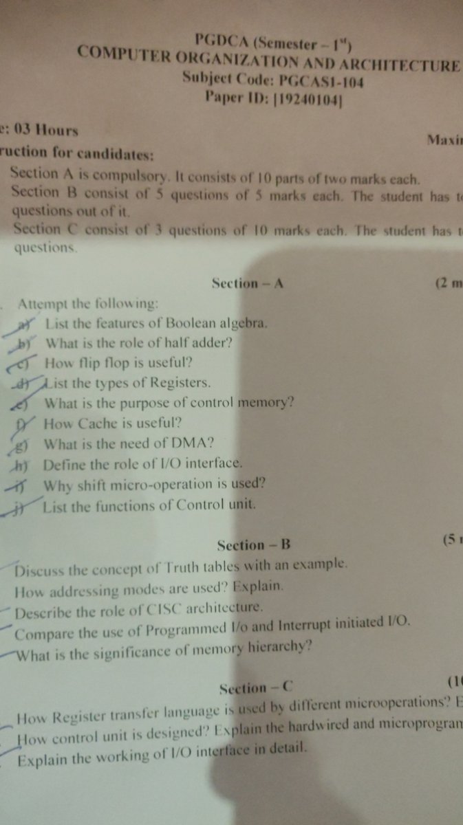 PGDCA (Semester - 1st) COMPUTER ORGANIZATION AND ARCHITECTURE Subject Cod..