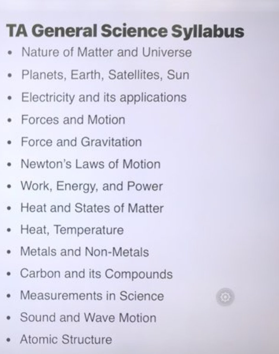 TA General Science Syllabus Nature of Matter and Universe Planets, Earth,..