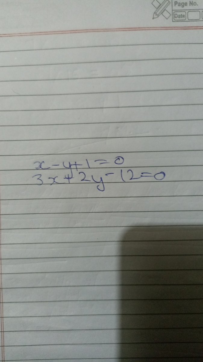 Solve the following system of linear equations: x - y + 1 = 0 3x + 2y - 1..