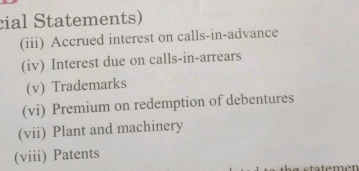 The question asks to categorize or classify the following items, likely i..