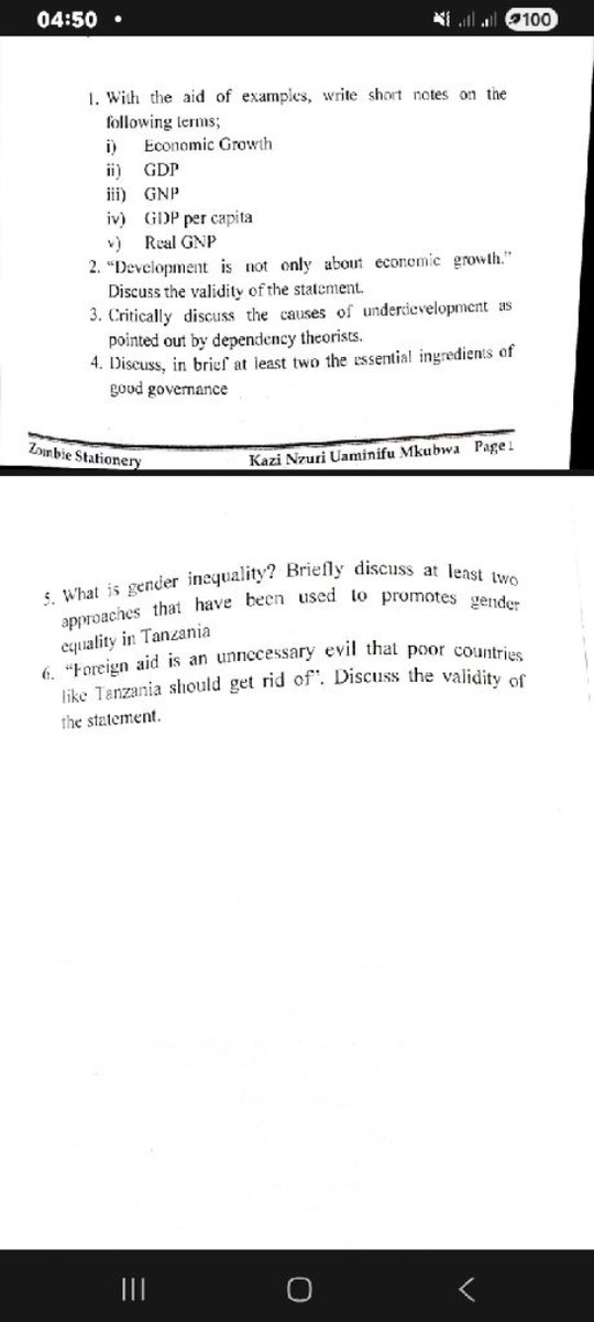 With the aid of examples, write short notes on the following terms; i) Ec..