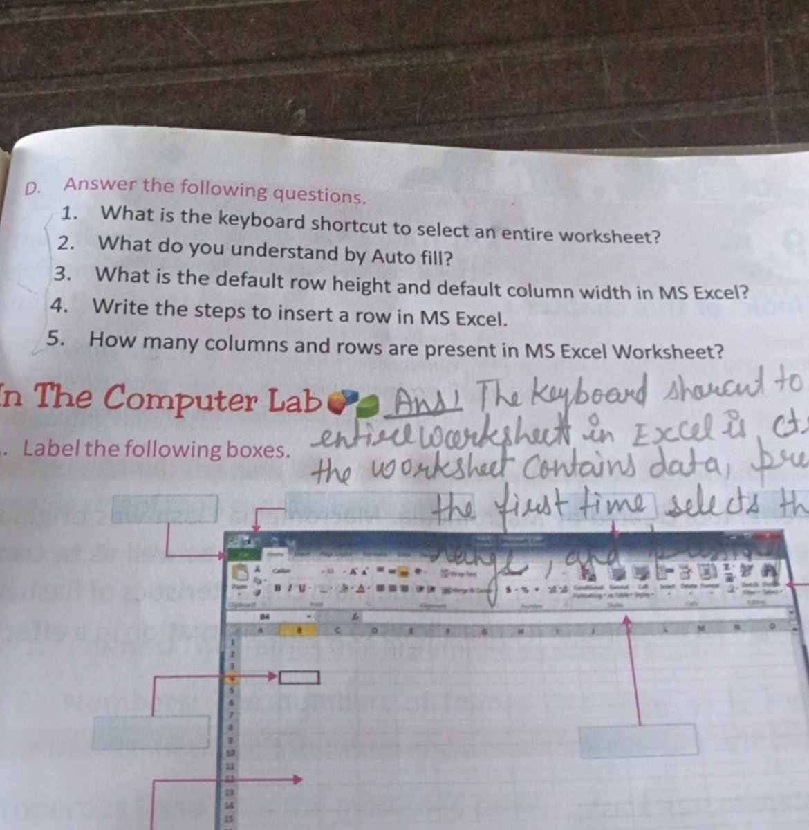 D. Answer the following questions. What is the keyboard shortcut to selec..