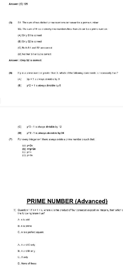 Here are multiple questions related to prime numbers and number theory: