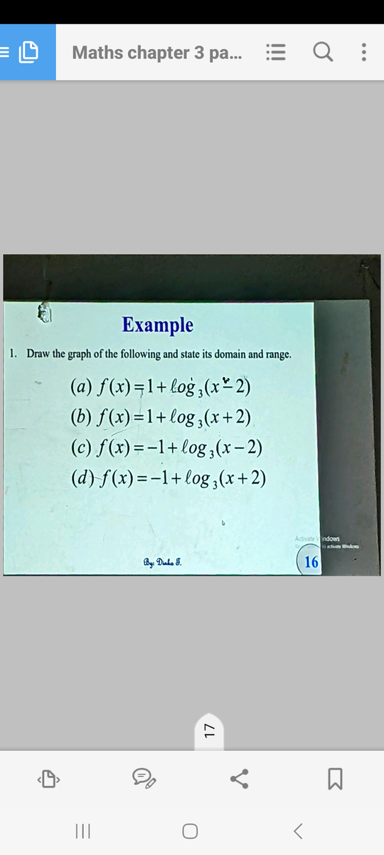 Draw the graph of the following and state its domain and range. (a) f(x)..