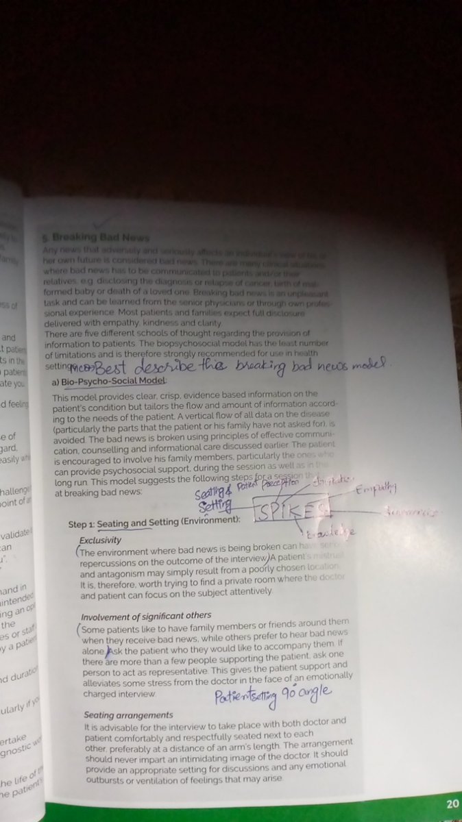 Best describe this breaking bad news model. a) Bio-Psycho-Social Model:..