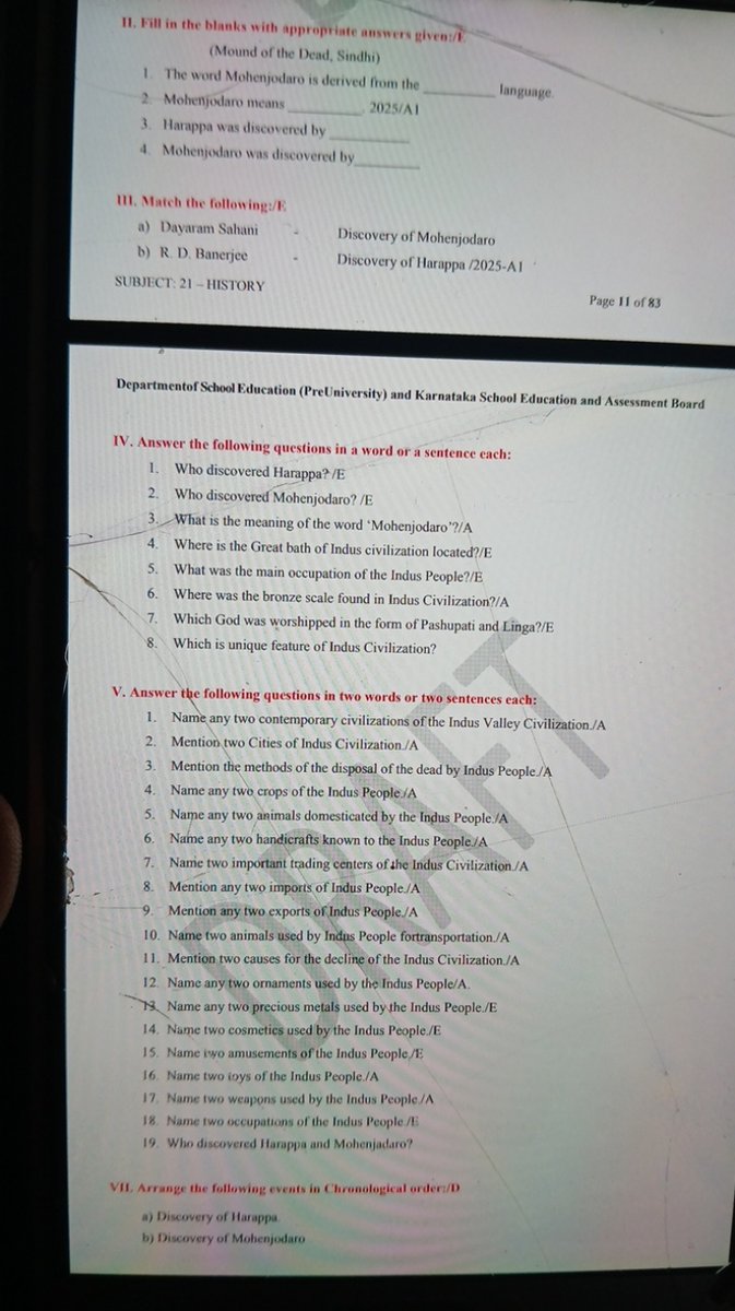 II. Fill in the blanks with appropriate answers given: (Mound of the Dead..