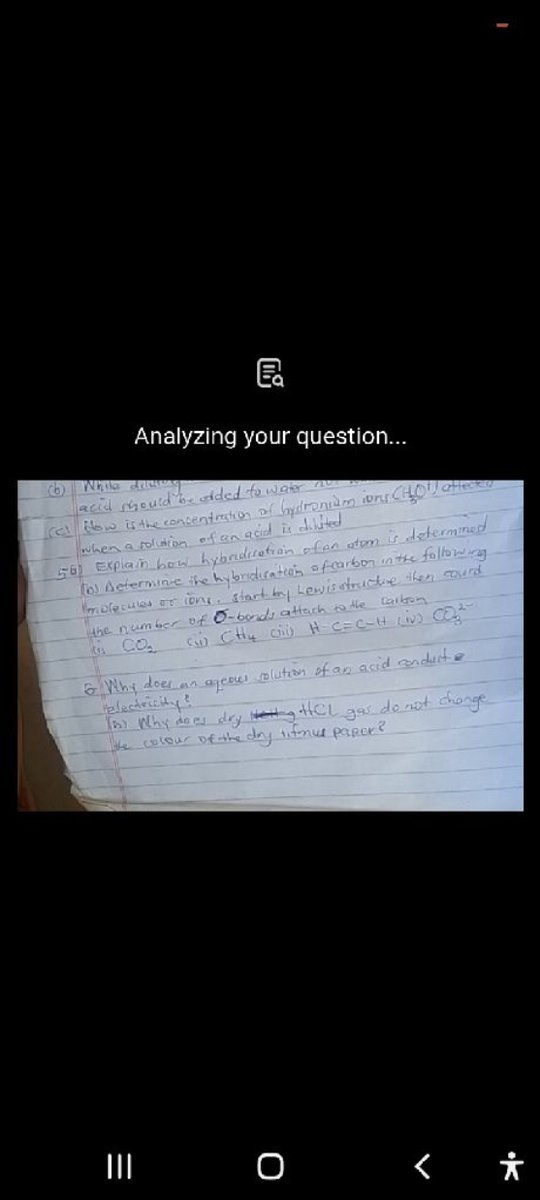 Here are some chemistry questions: (b) While diluting acid, should acid