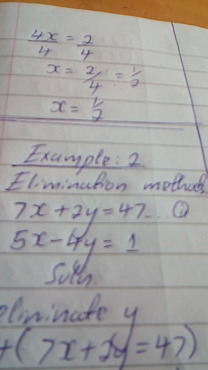 Example: 2 Elimination method. Solve the following system of equations u..
