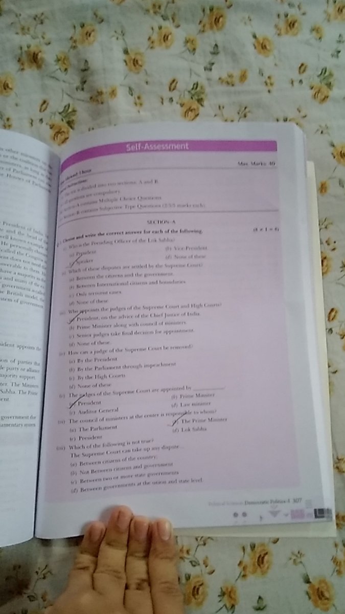 Self-Assessment Max Marks: 40 SECTION A Choose and write the correct ans..