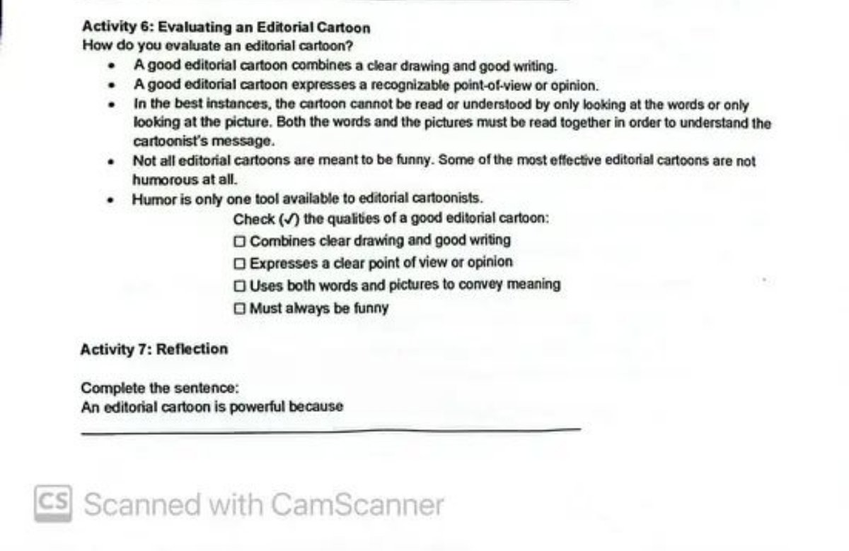 Activity 6: Evaluating an Editorial Cartoon How do you evaluate an editor..