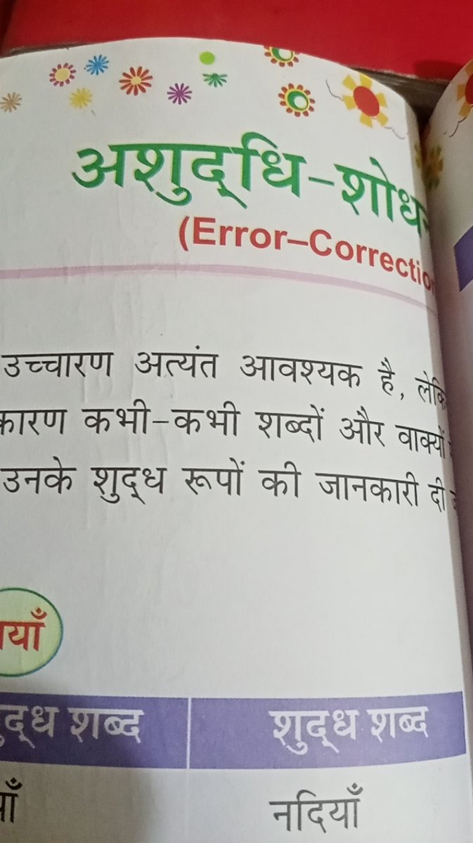 अशुद्धि-शोधन (Error-Correction) उच्चारण अत्यंत आवश्यक है, लेकिन कभी-कभी