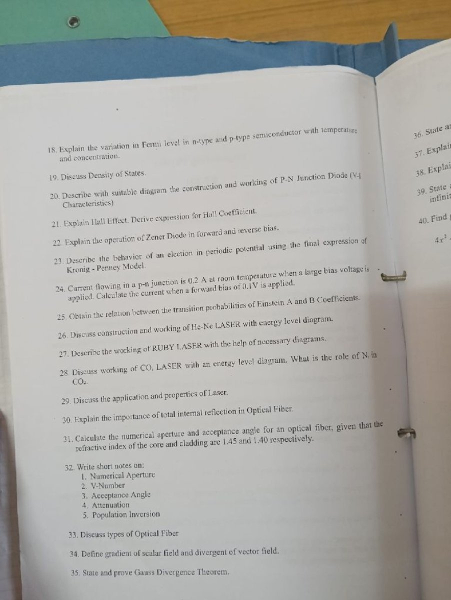 Here are a series of questions related to Physics: Explain the variation..