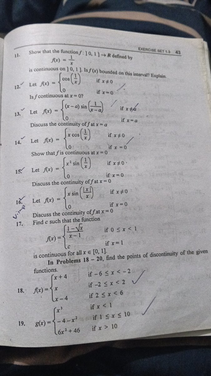 Show that the function f: ]0, 1] \to R defined by f(x) = \frac{1}{x} is c..